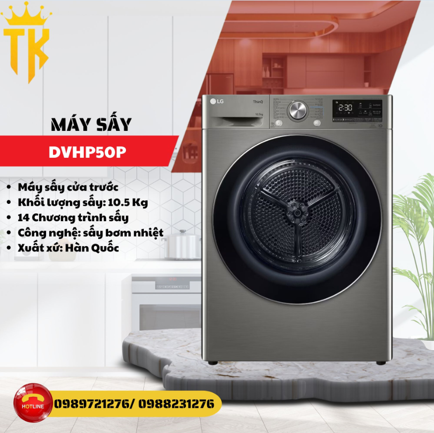 Máy sấy LG DUAL Inverter Heat Pump™ DVHP50P, 10.5kg – TK Thiết Bị Bếp Châu Âu
