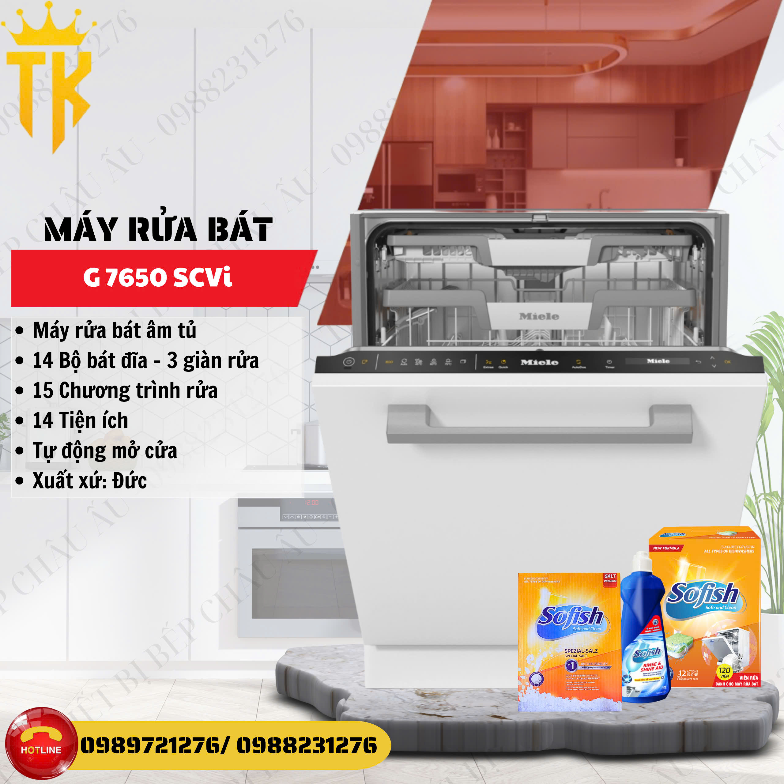 Máy rửa bát âm tủ Miele G 7650 SCVi AutoDos – TK Thiết Bị Bếp Châu Âu